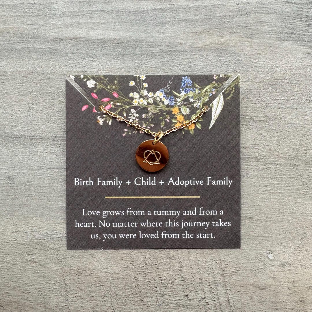 Gold Adoption Necklace: Triad Family Symbol, "you Are Loved" Message - Etsy