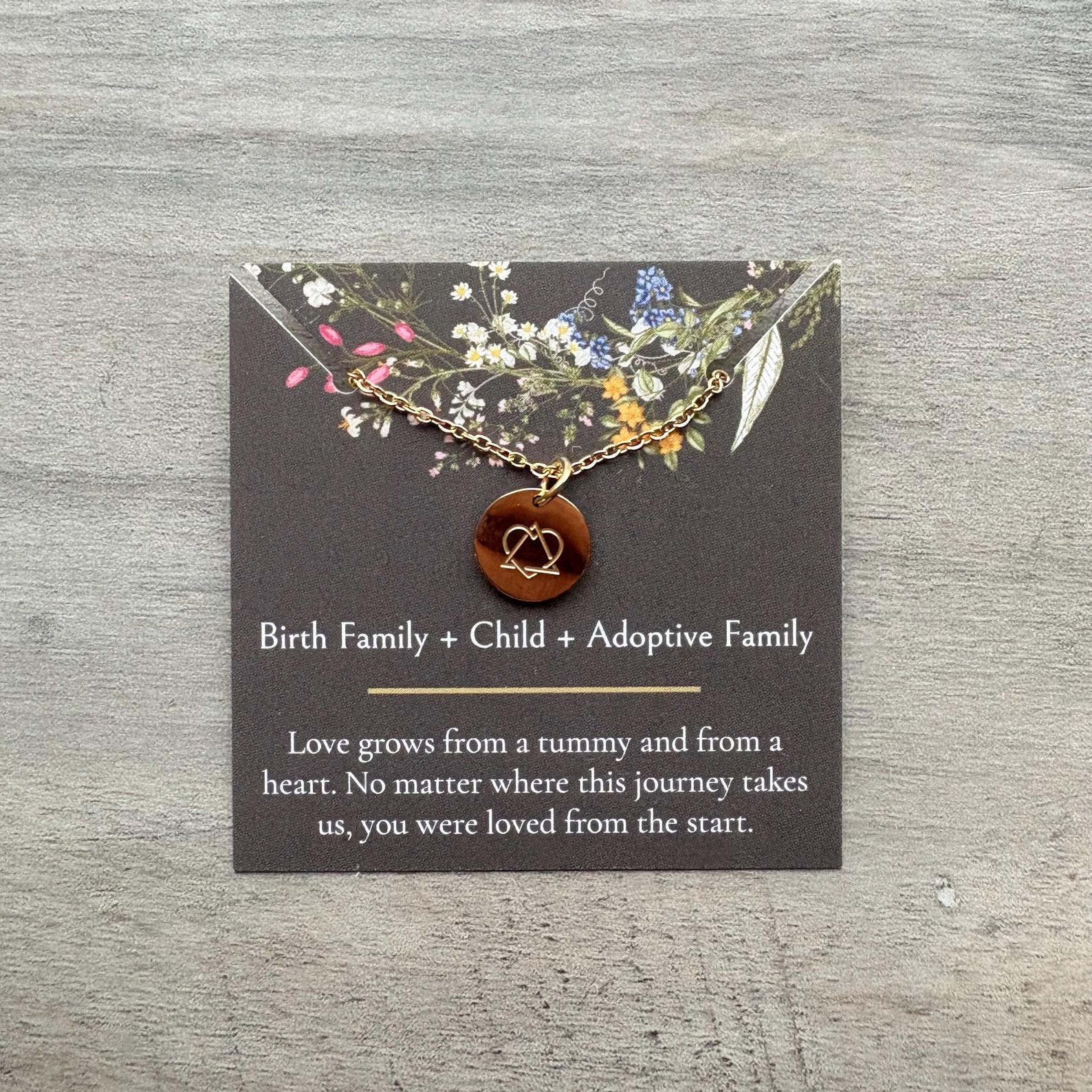 Gold Adoption Necklace: Triad Family Symbol, "you Are Loved" Message - Etsy