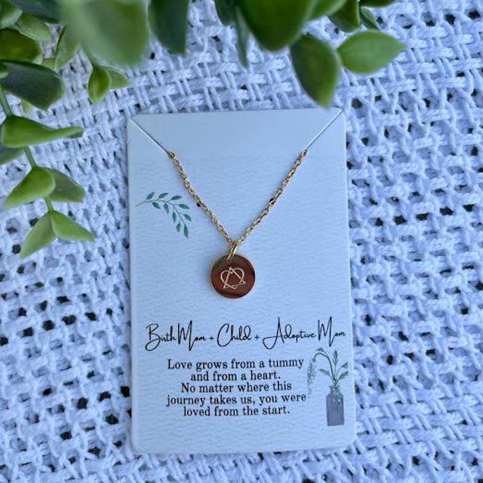 Gold Adoption Necklace: Triad Family Symbol, "you Are Loved" Message - Etsy