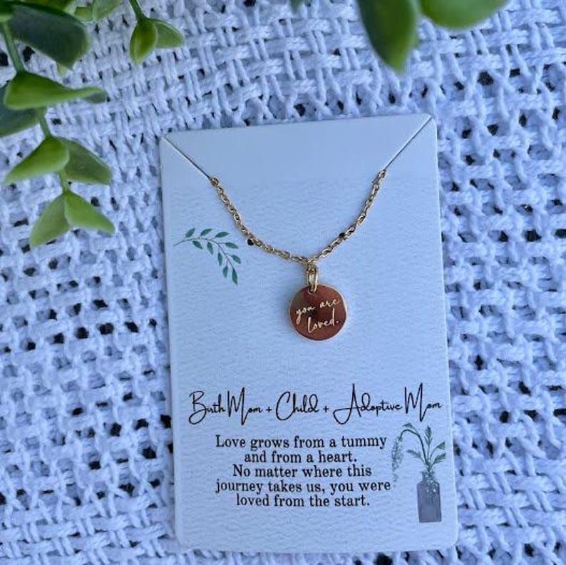 Gold Adoption Necklace: Triad Family Symbol, "you Are Loved" Message - Etsy