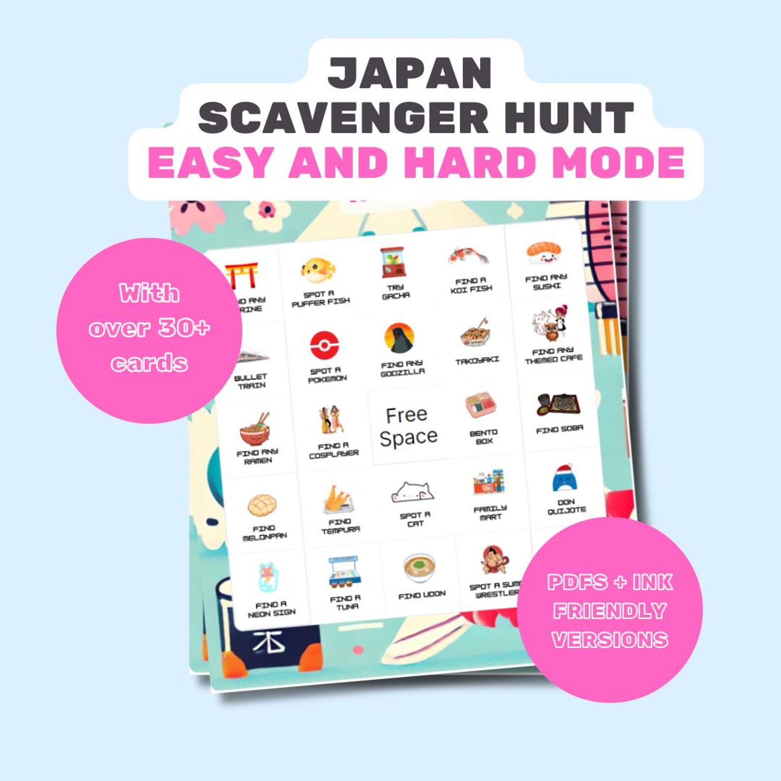 Japan Scavenger Hunt Bingo: Travel Game for Kids & Adults (printable ...