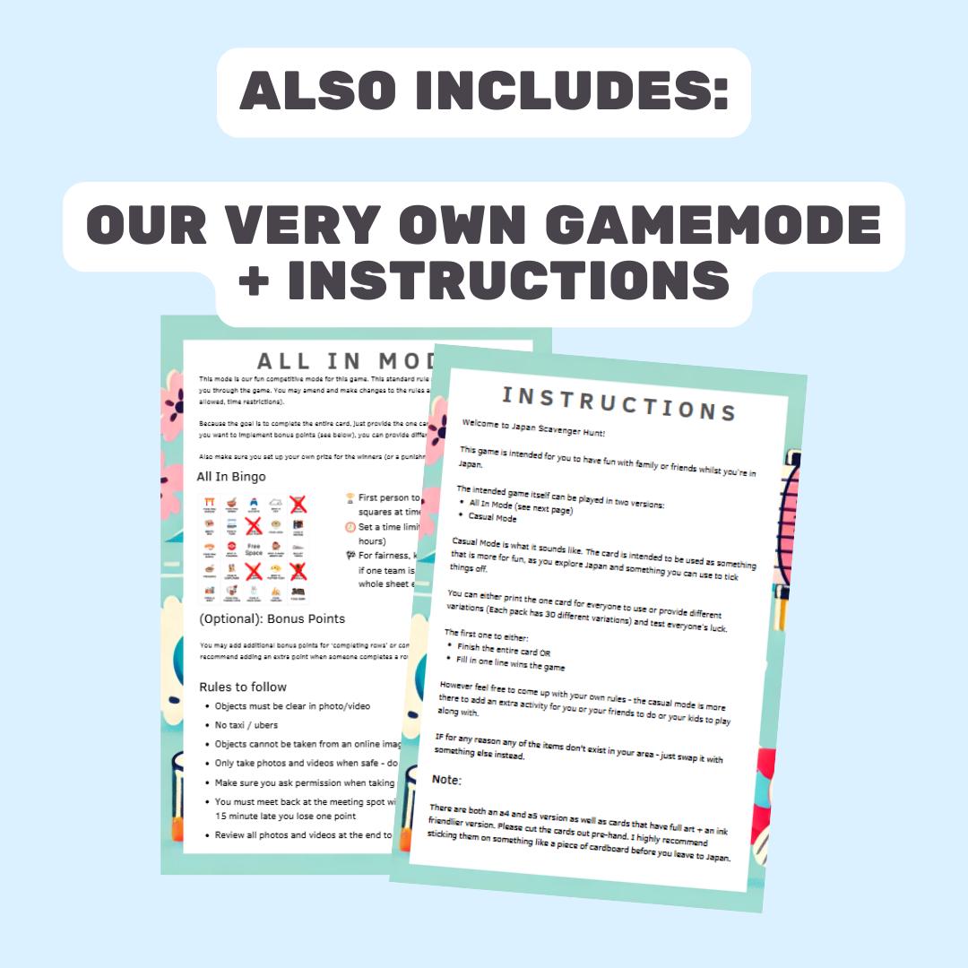 Japan Scavenger Hunt Bingo: Travel Game for Kids & Adults (printable ...