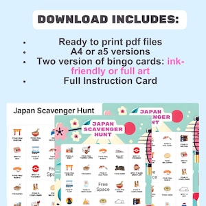Japan Scavenger Hunt Bingo: Travel Game for Kids & Adults (printable ...