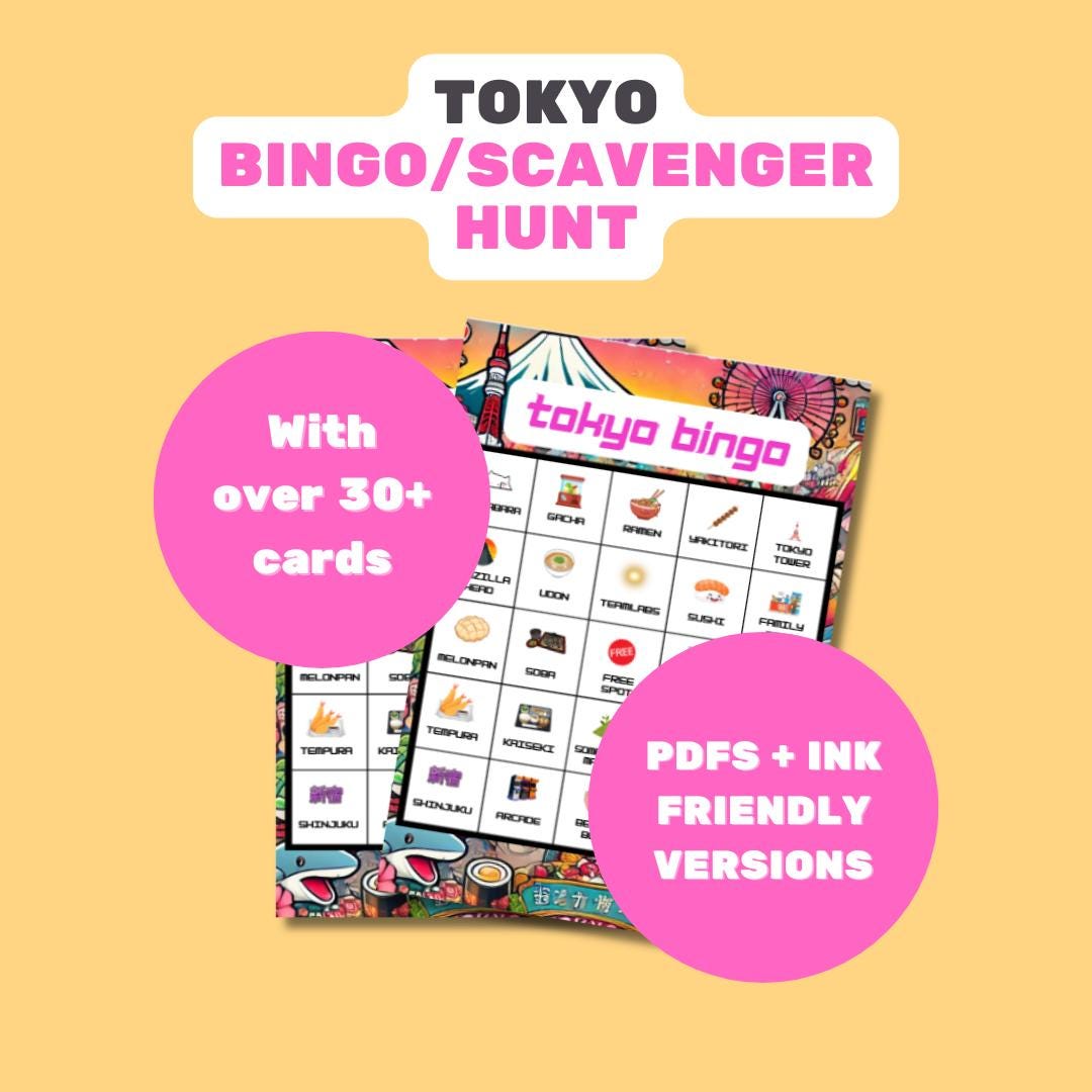 Tokyo Bingo Game – Japan Scavenger Hunt With 30+ Variations (japan ...