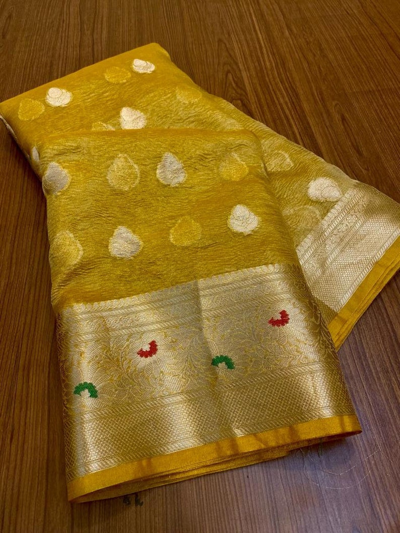 Tissue Silk Banarasi Saree With Buti Woven Allover the Body, Heavy ...