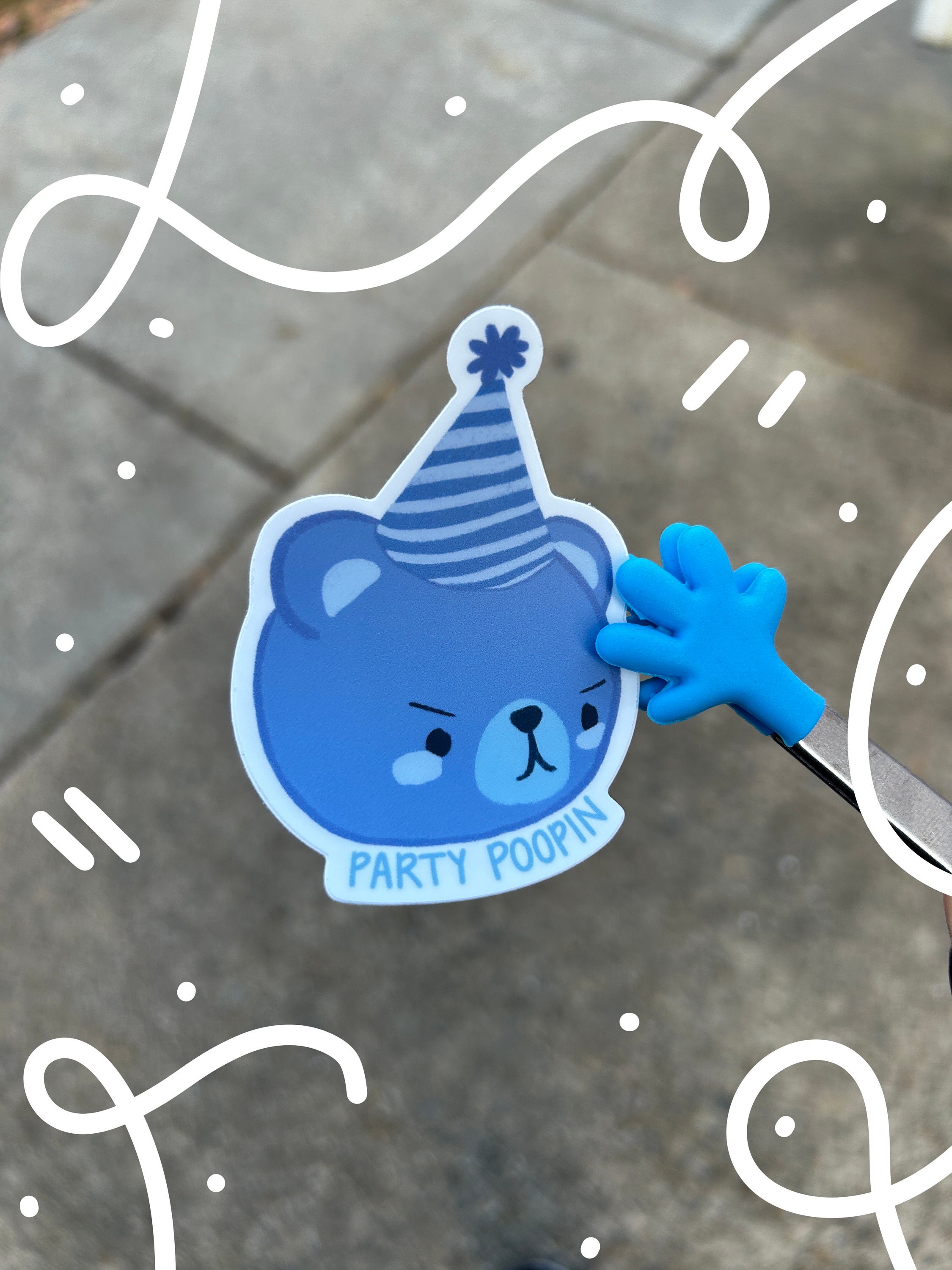 Party Pooper Bear Funny Vinyl Sticker - Etsy