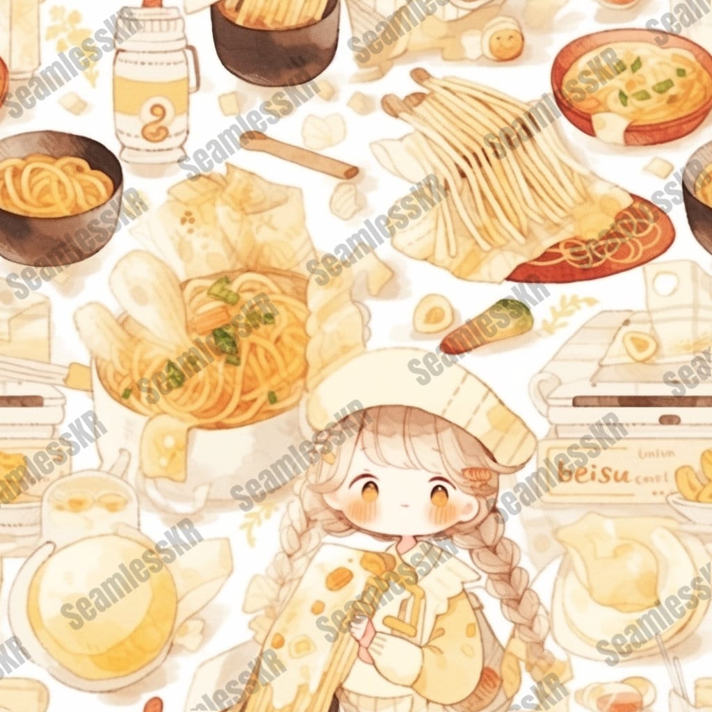 Cute Girls Cooking Seamless Pattern, Digital Paper - Etsy