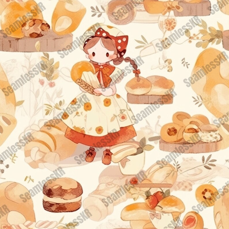 Cute Girls Cooking Seamless Pattern, Digital Paper - Etsy
