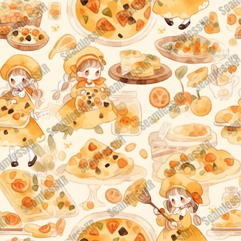Cute Girls Cooking Seamless Pattern, Digital Paper - Etsy