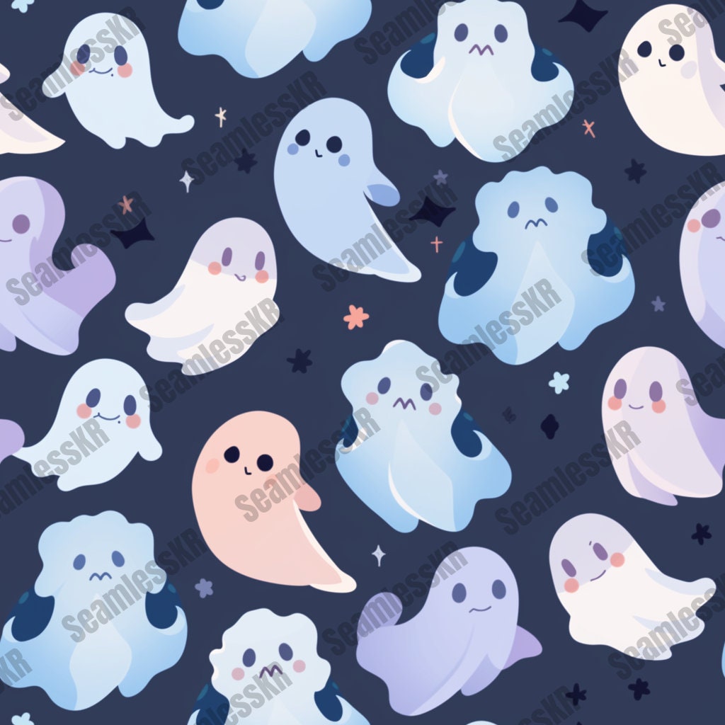 Cute Ghosts Seamless Pattern Digital Paper Halloween Pattern - Etsy