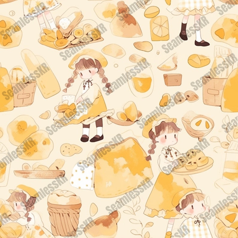Cute Girls Cooking Seamless Pattern, Digital Paper - Etsy