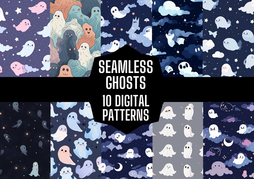 Cute Ghosts Seamless Pattern, Digital Paper, Halloween Pattern - Etsy