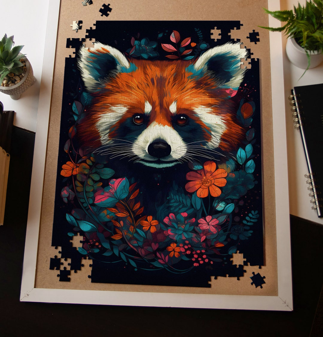 Red Panda Jigsaw Puzzles for Adults Kids 1000 Pieces Colorful Animal ...