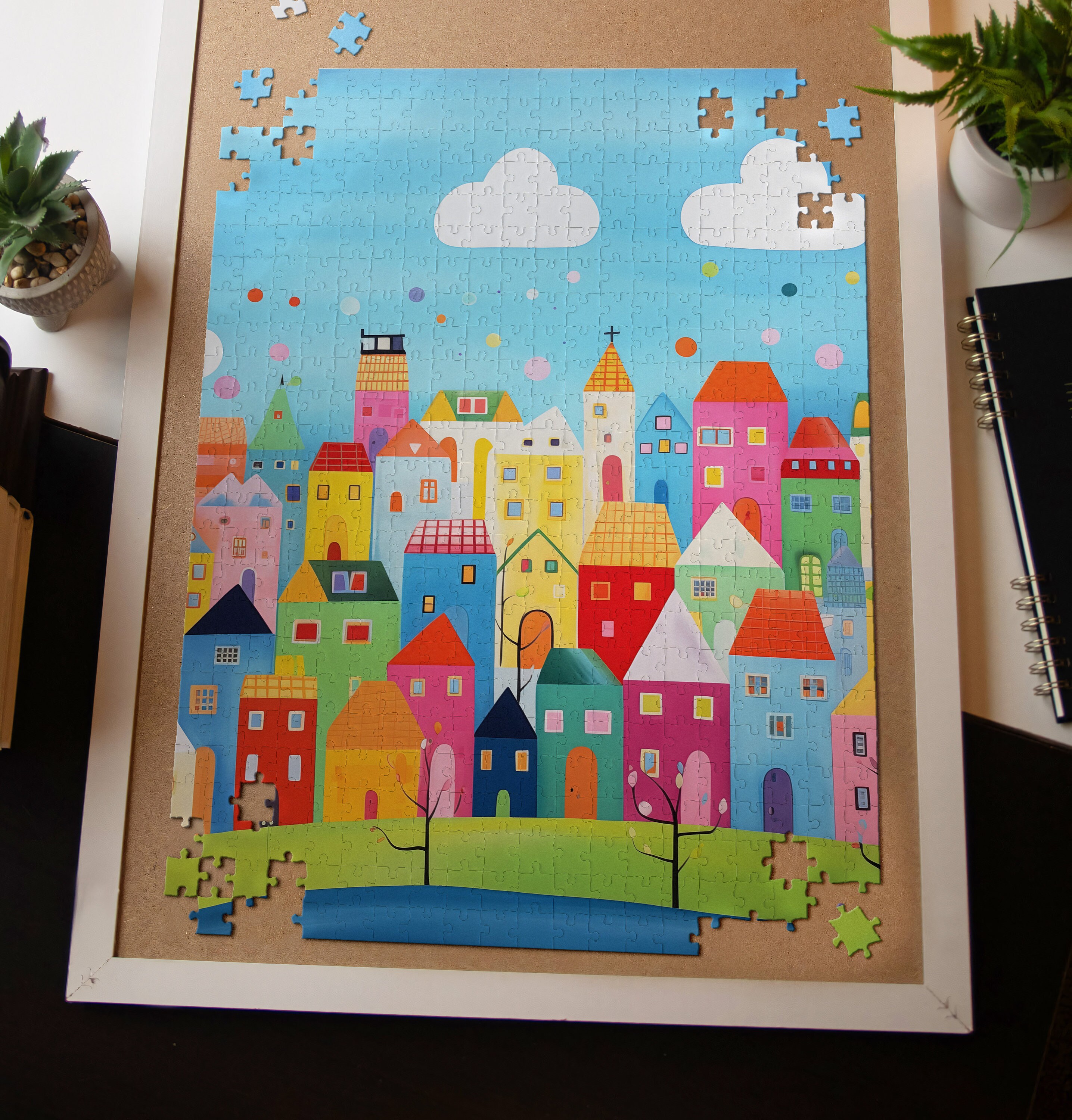 Colorful Town Jigsaw Puzzles for Adults and Kids 1000 Pieces Vibrant ...