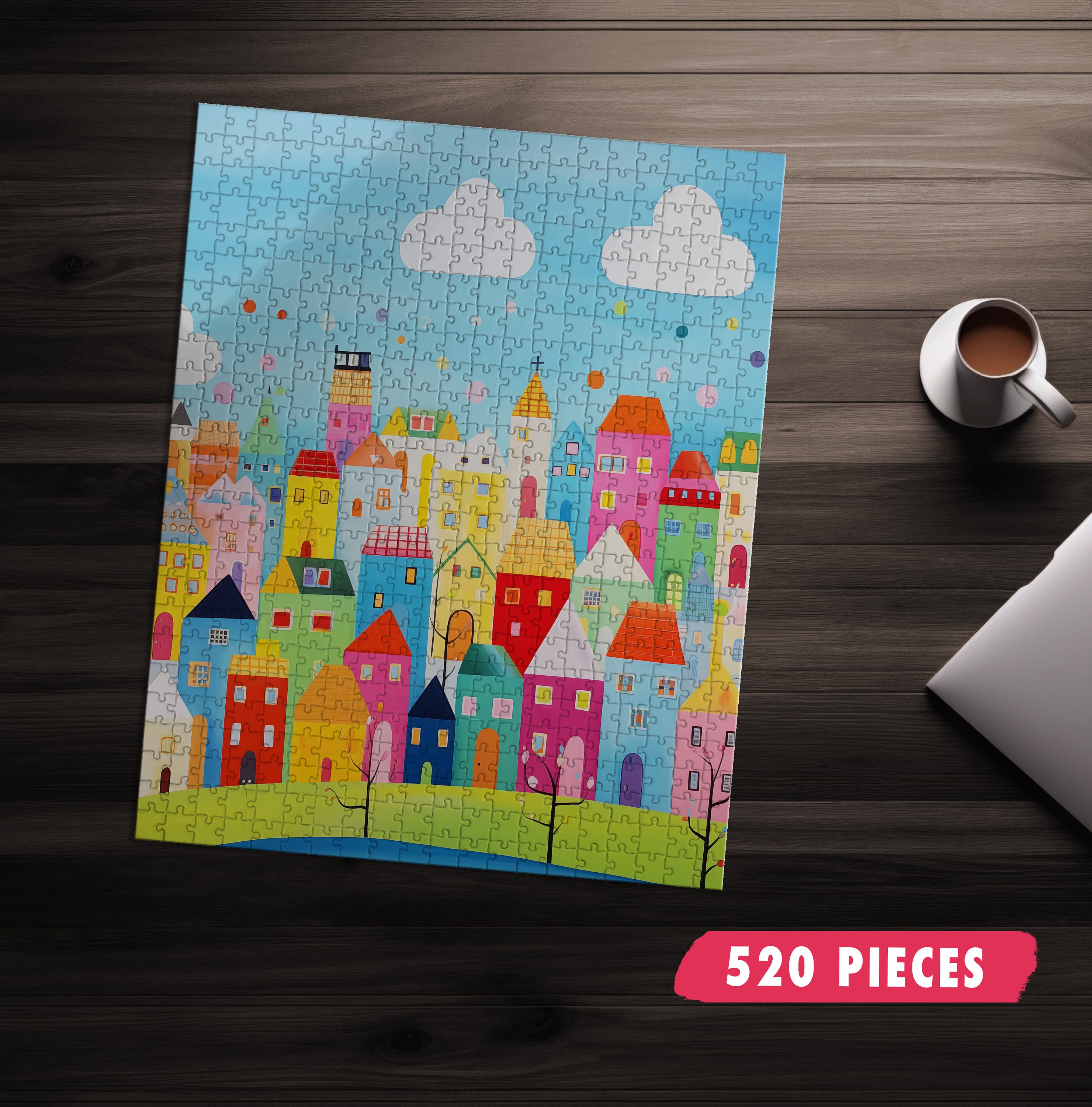 Colorful Town Jigsaw Puzzles for Adults and Kids 1000 Pieces Vibrant ...