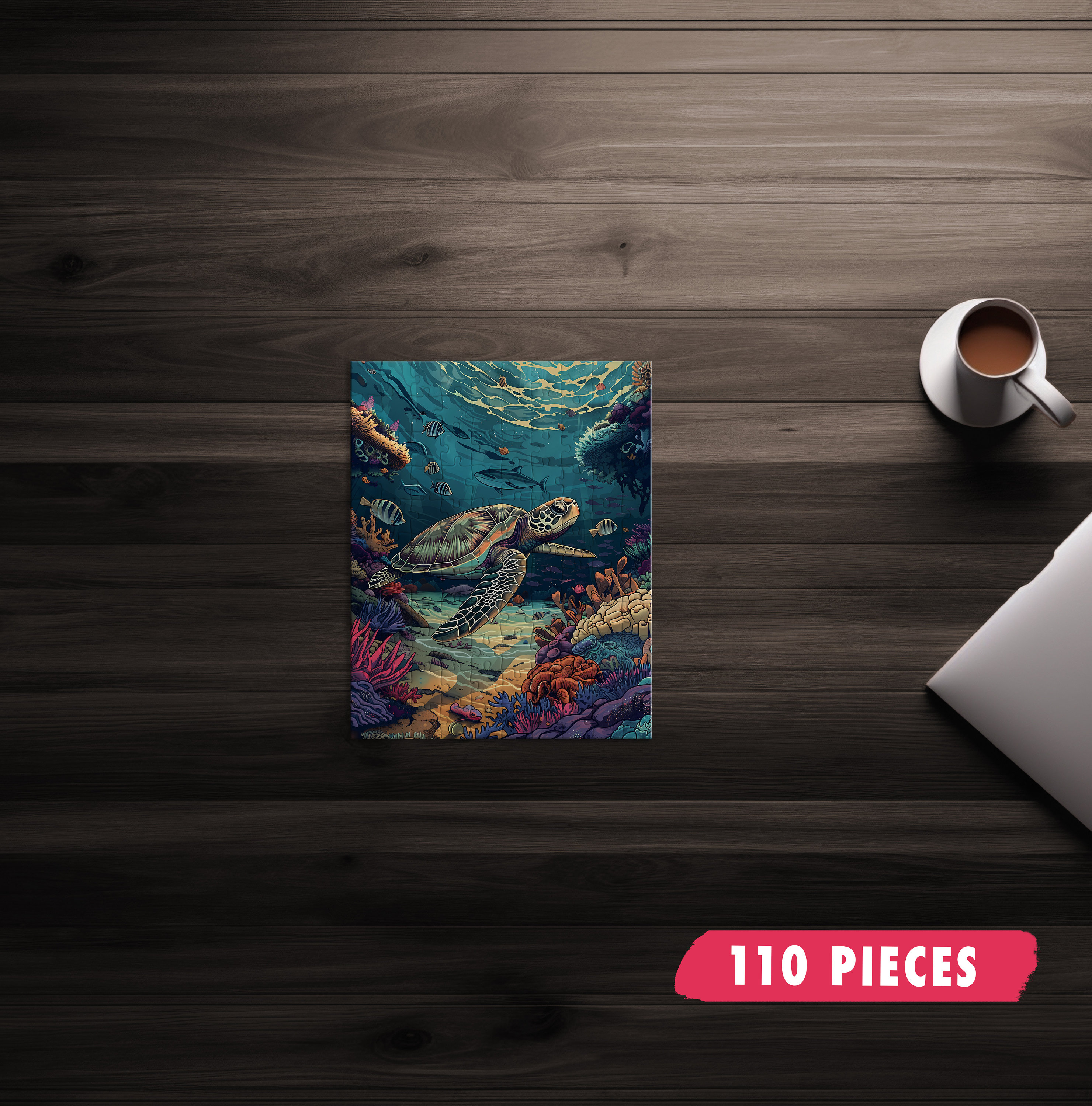 Jigsaw Puzzle, Sea Turtle, Vibrant Ocean Wildlife Scene, Nature, 1000 ...