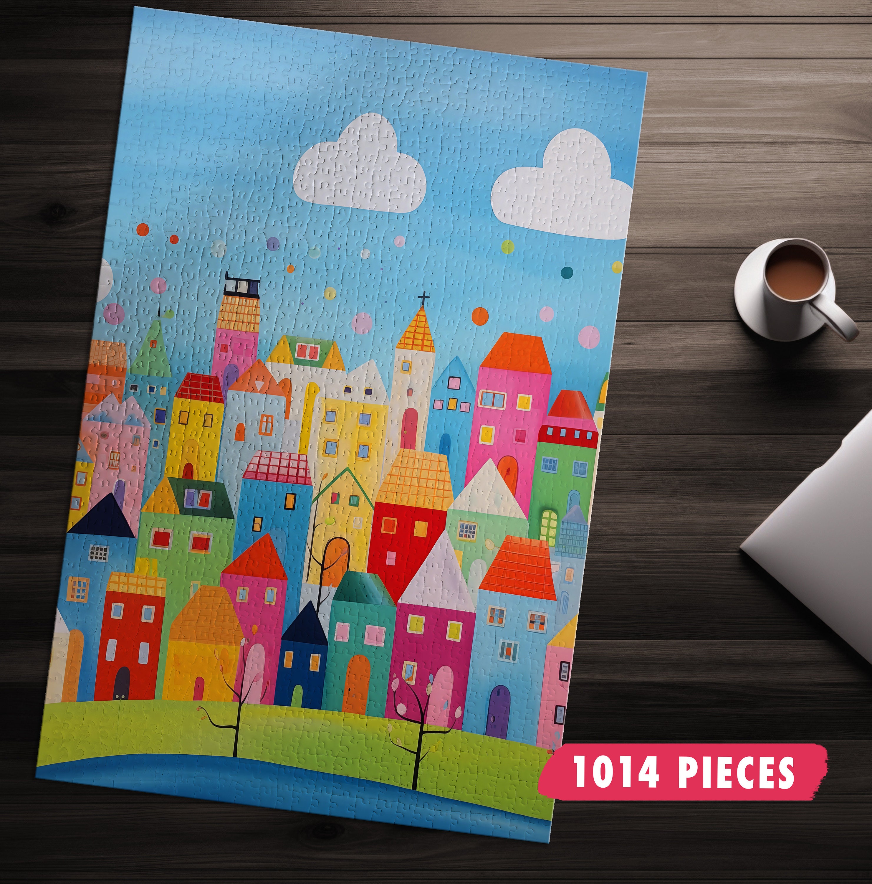 Colorful Town Jigsaw Puzzles for Adults and Kids 1000 Pieces Vibrant ...