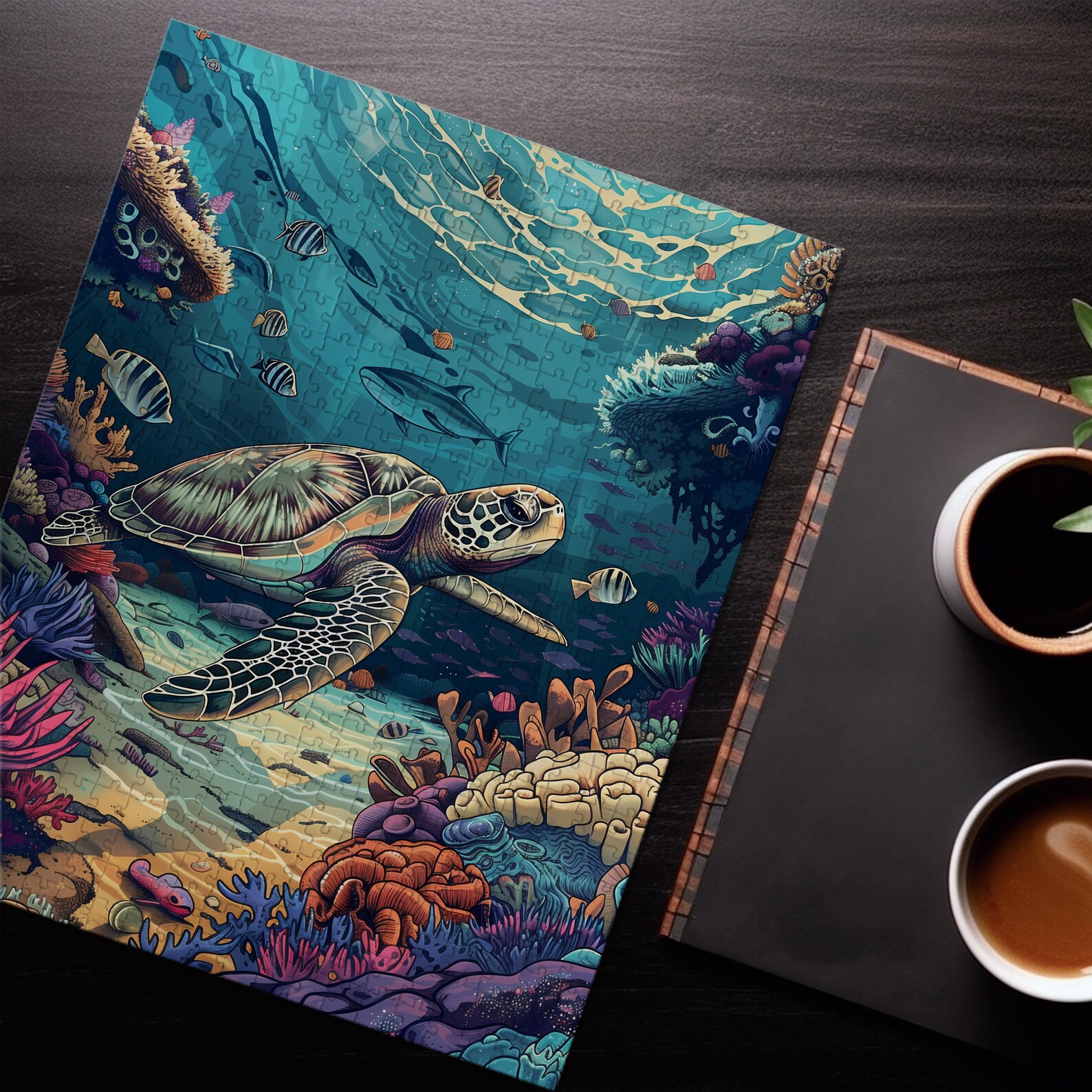Jigsaw Puzzle, Sea Turtle, Vibrant Ocean Wildlife Scene, Nature, 1000 ...