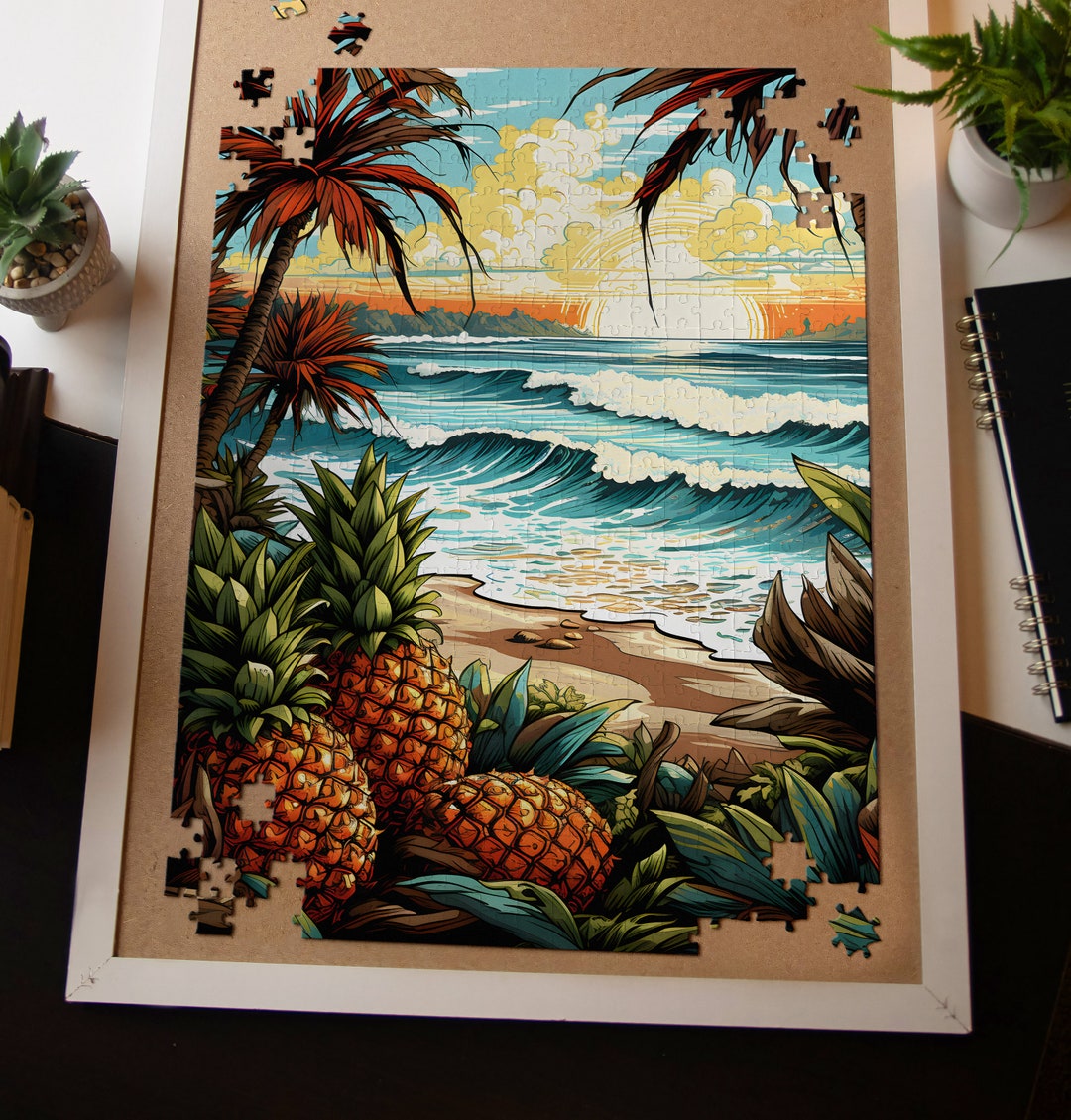 Pineapple Jigsaw Puzzle for Adults and Kids | Beach Puzzle 1000+ Pieces ...