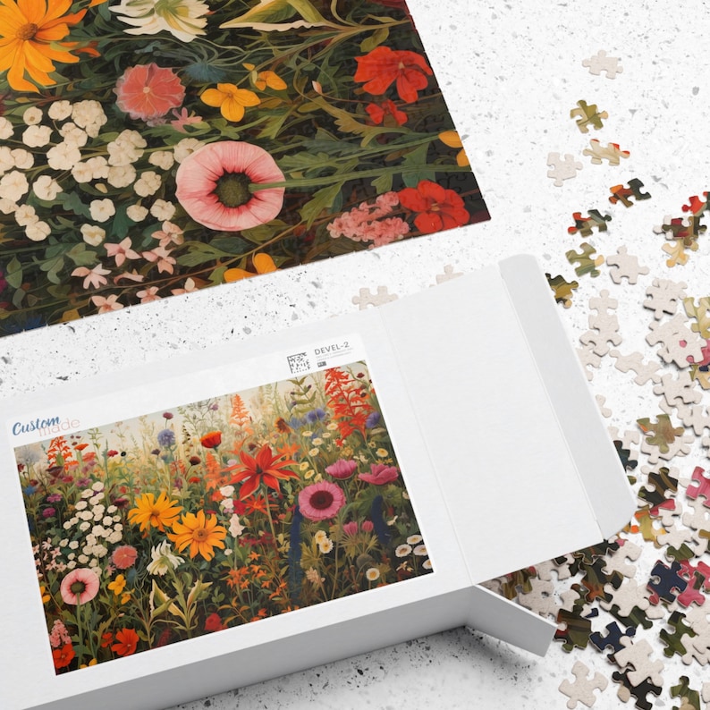 Floral Landscape Jigsaw Puzzle: Colorful Flower Art, Nature Scene - Etsy