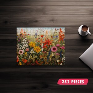 Floral Landscape Jigsaw Puzzle: Colorful Flower Art, Nature Scene - Etsy