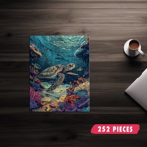 Sea Turtle Jigsaw Puzzle: Vibrant Ocean Wildlife, Family Fun - Etsy