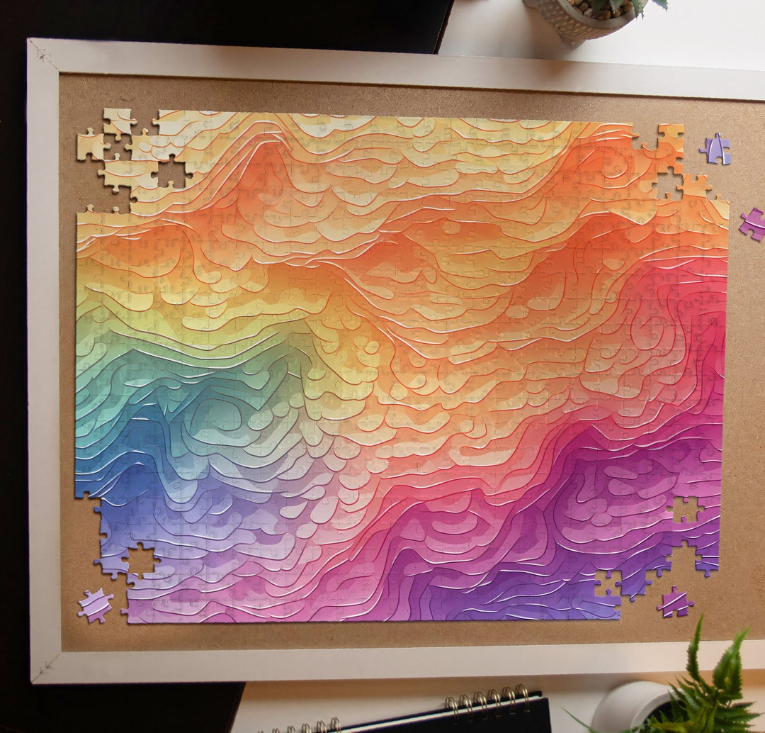 Rainbow Topographic Jigsaw Puzzle: Fun Family Hobby - Etsy