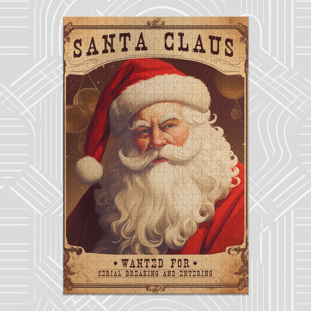Wanted Santa Claus Jigsaw Puzzle: Funny Xmas Gift - Etsy