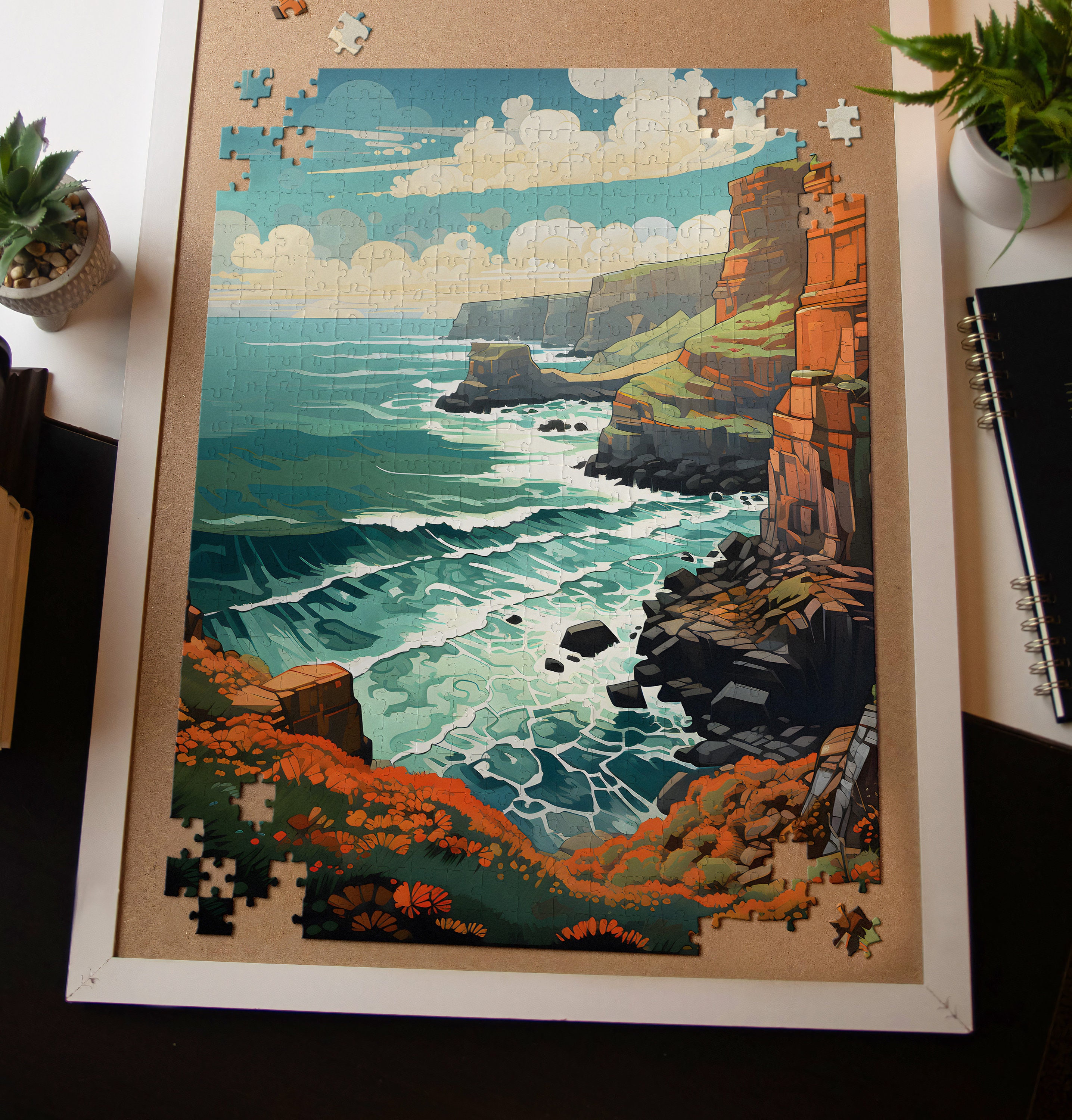 Jigsaw Puzzle Coastal Cliffs Colorful Ocean Puzzle Fun Gift for Family ...