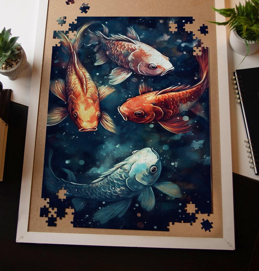 Koi Fish Jigsaw Puzzles Adults Kids 1000 Pieces Fun Challenging Puzzle ...