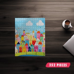 Colorful Town Jigsaw Puzzles for Adults and Kids 1000 Pieces Vibrant ...