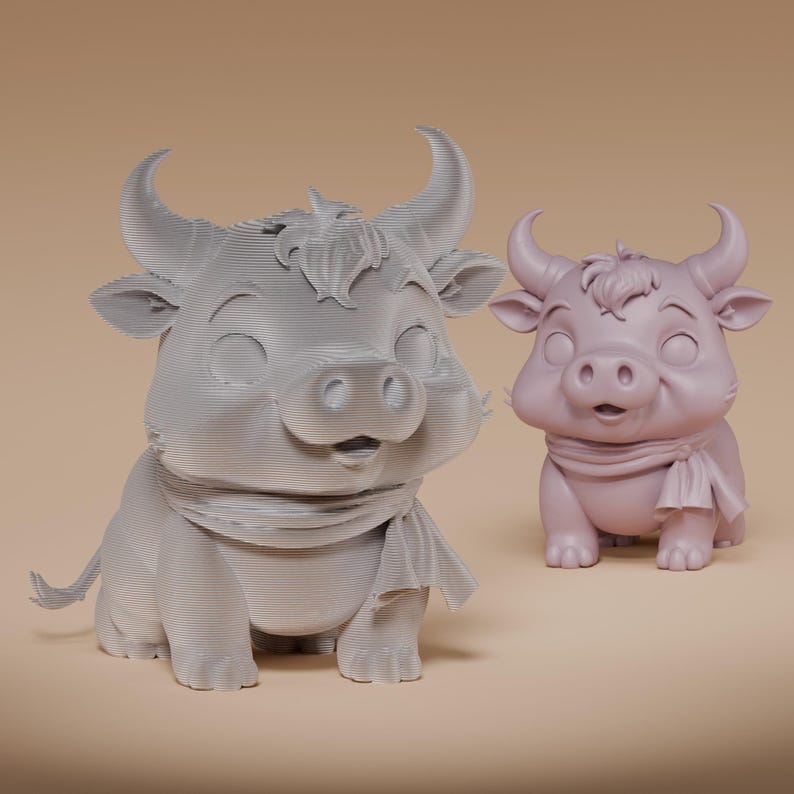 Cute 3D Printable Cow STL Digital Download - Chibi Cow Model for 3D ...
