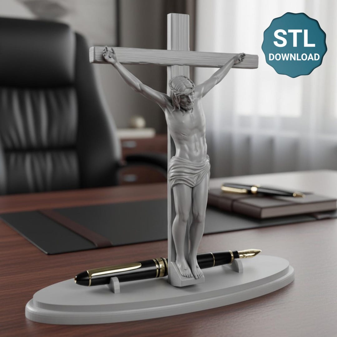 Jesus Christ Crucifix Pen Holder STL File – 3D Printable Catholic Desk ...