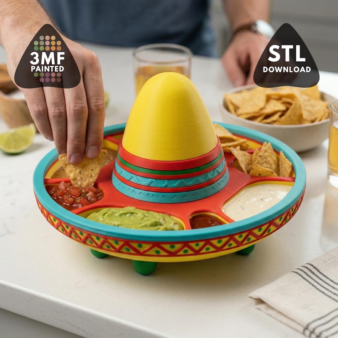 Sombrero Snack Bowl STL, Fiesta Dip Tray, Taco Tuesday Serving Dish ...