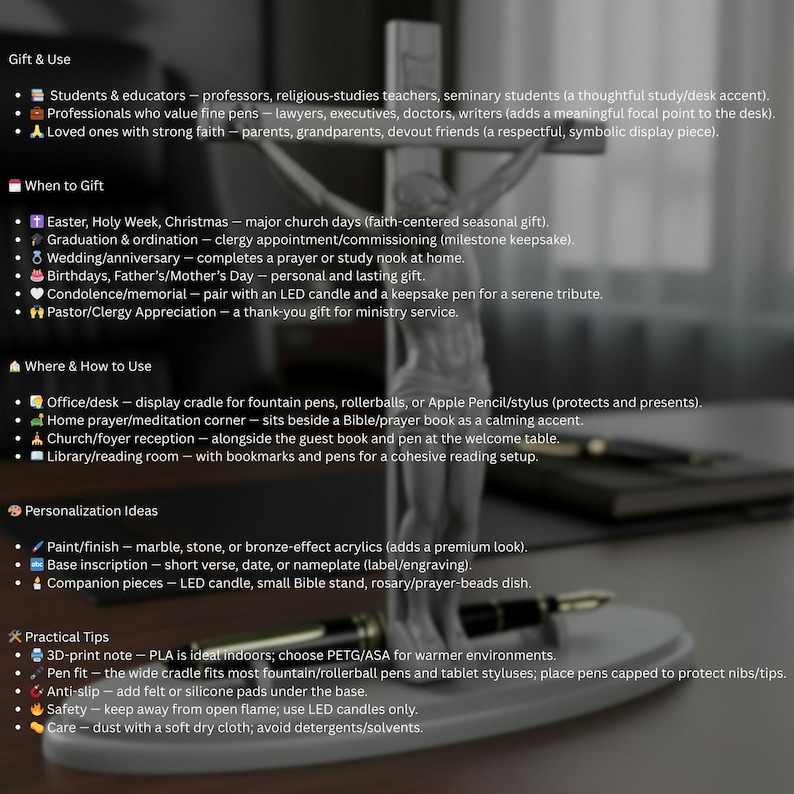 Jesus Christ Crucifix Pen Holder STL File – 3D Printable Catholic Desk ...