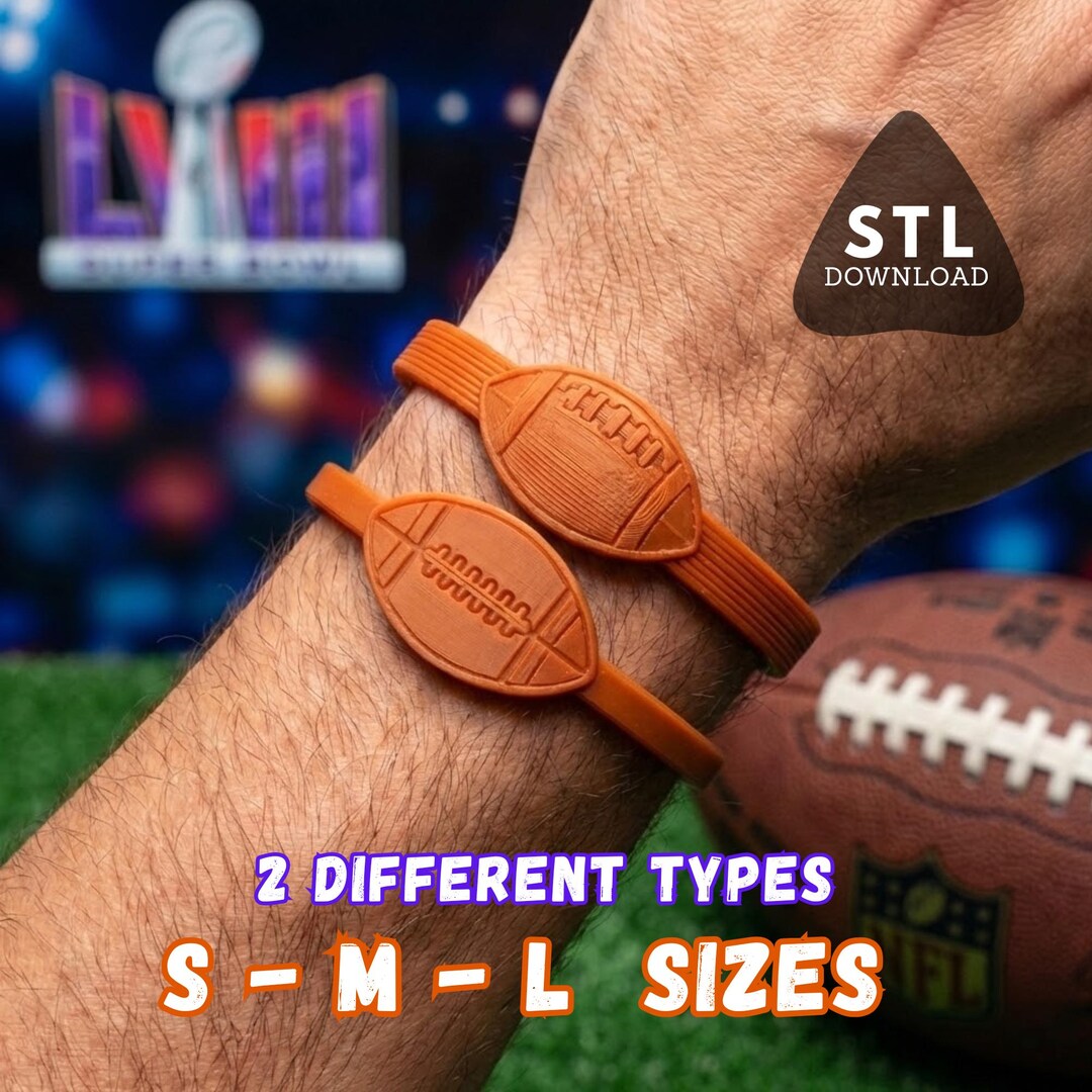 3D Printed Football Bracelet STL | Game Day Fan Jewelry (digital ...