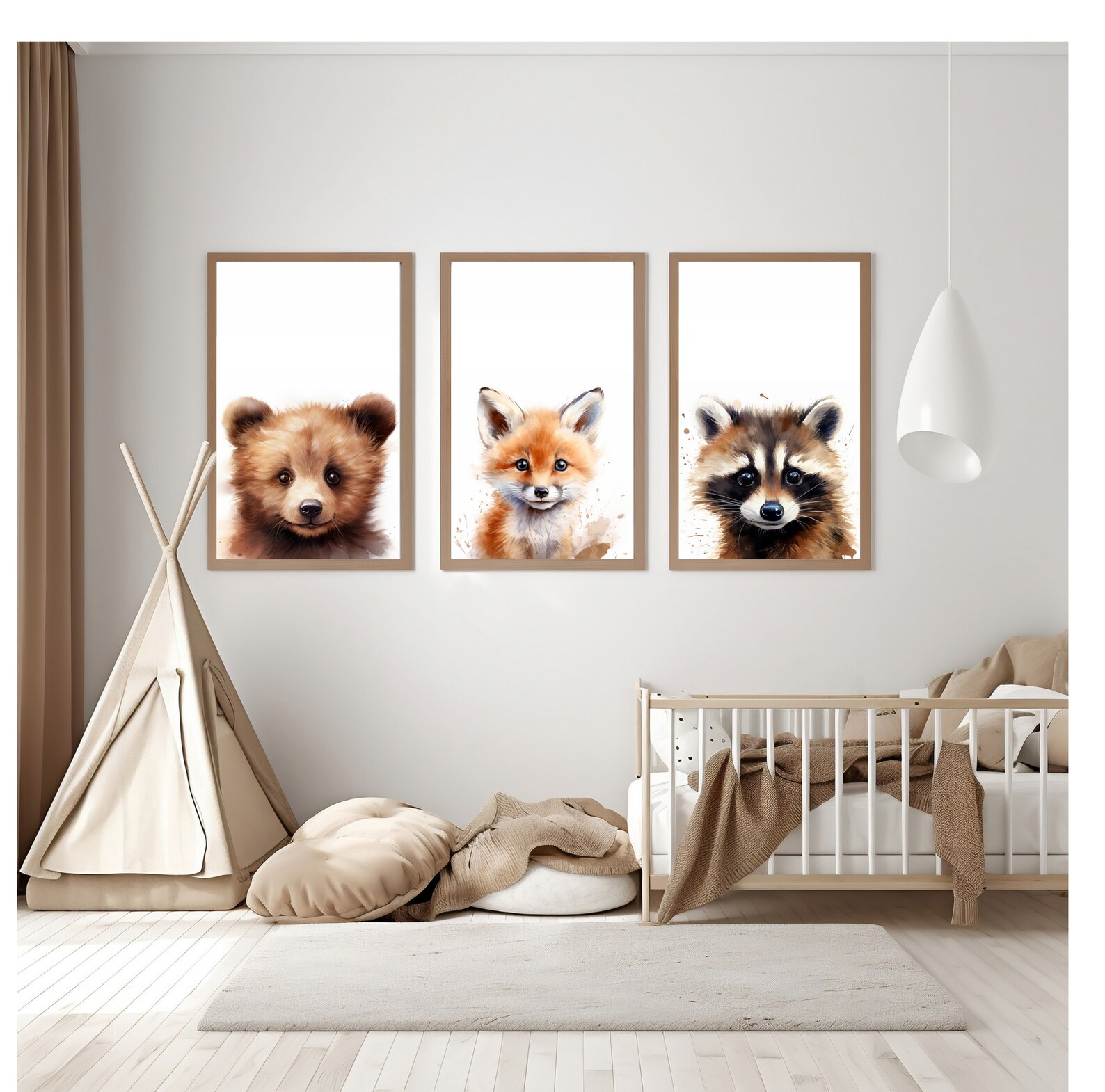 WOODLAND NURSERY FRAMES, Nursery Wall Art Baby Woodland Animals, Forest ...