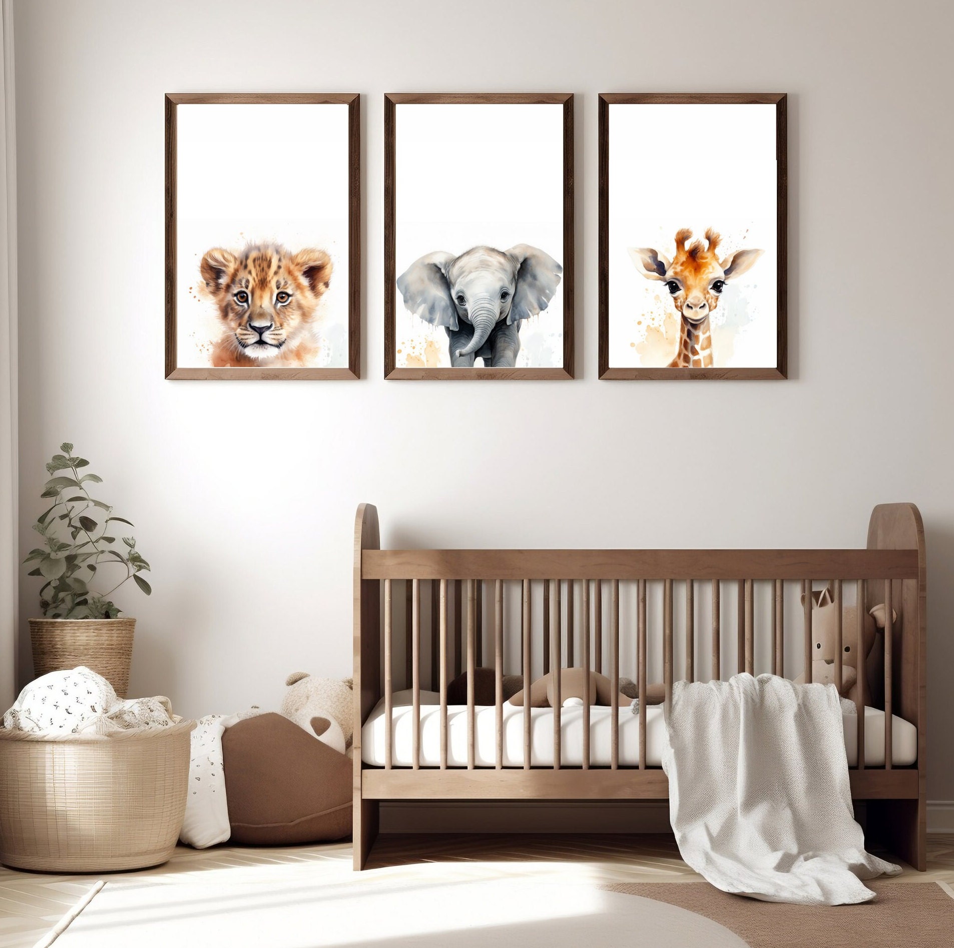 SAFARI NURSERY FRAMES, Nursery Wall Art Baby Safari Animals, Jungle ...
