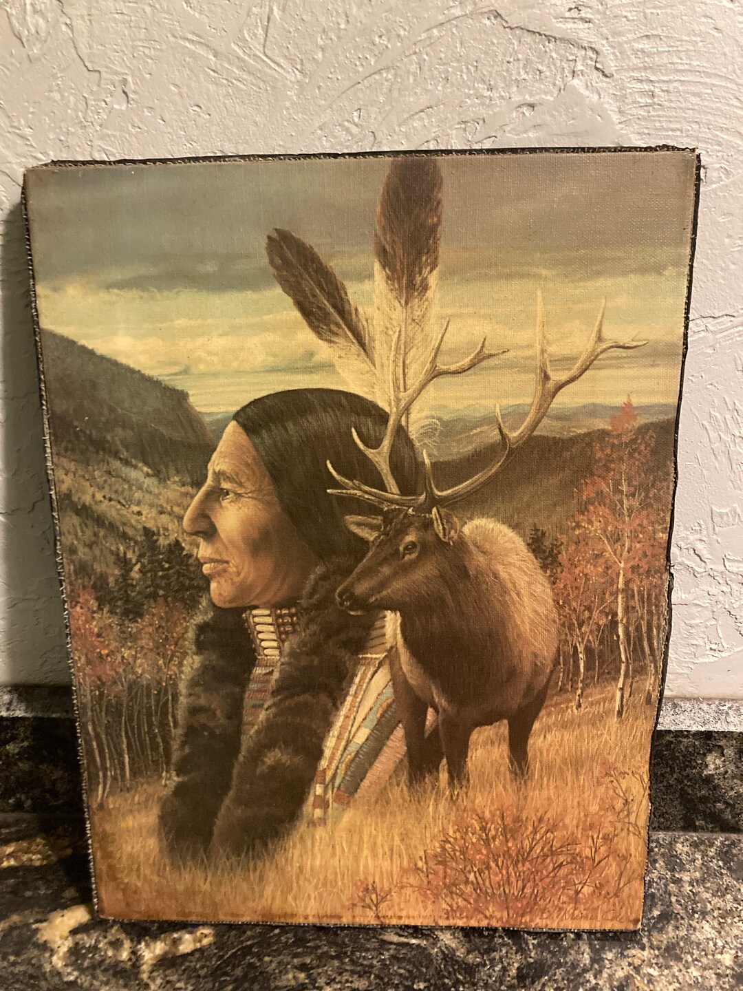 Julie Kramer Cole Native American Indian With Elk Canvas - Etsy