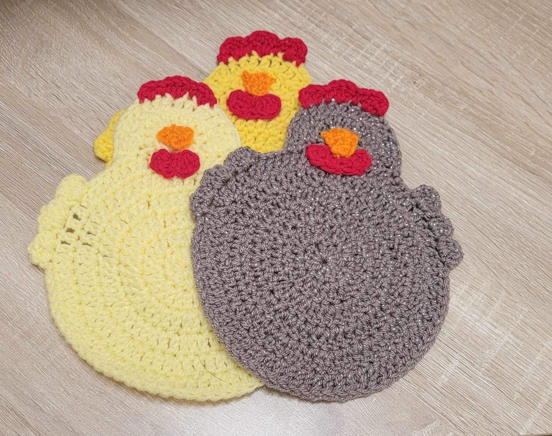 Chicken Hot Pad, Crocheted Hot Pad, Chicken Things, Chicken Decoration ...
