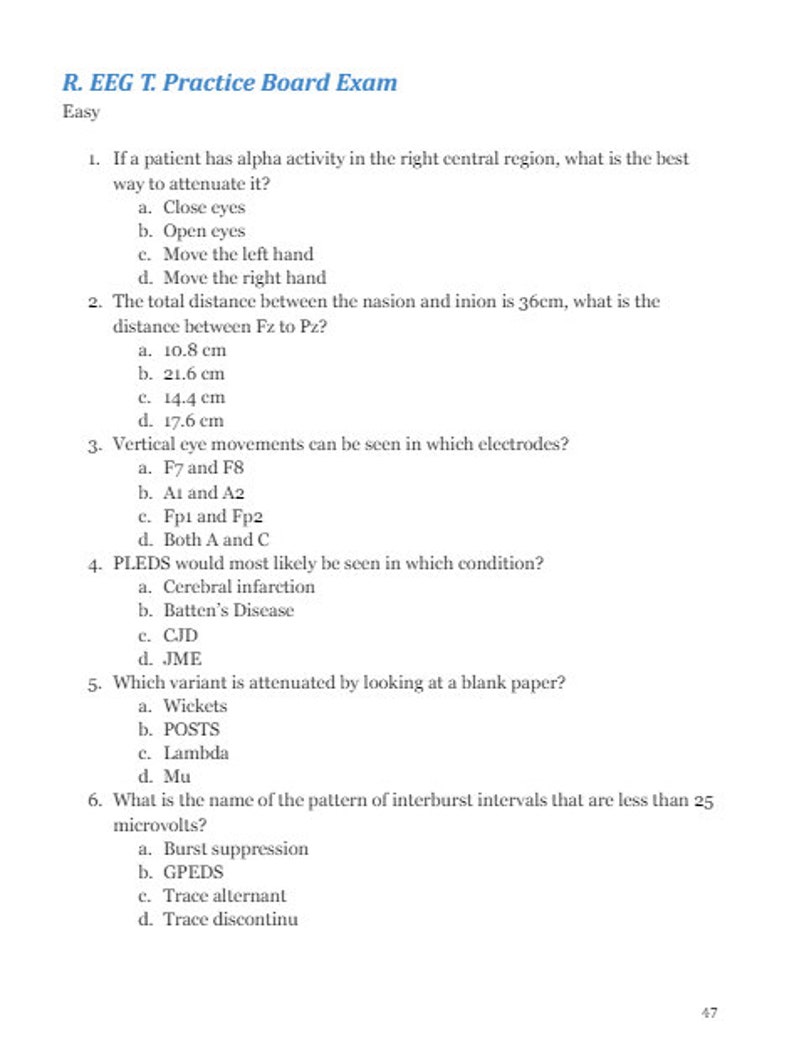 R. EEG T. Board Exam Study Guide - Etsy