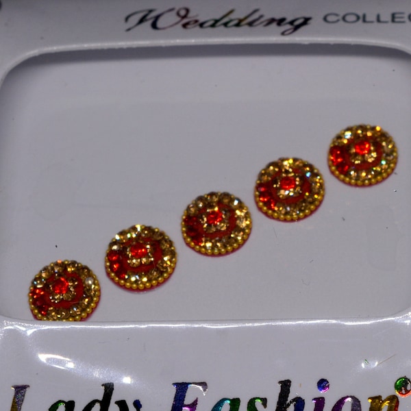 Red Golden Bindi - Etsy