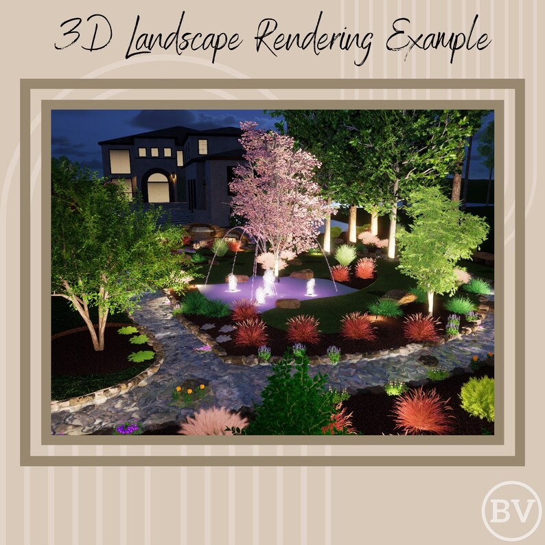 Full Home Landscape Design • Backyard Landscape Design, 3D Rendering ...