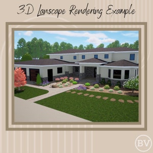 Front Yard Landscape, Backyard Landscape Design, 3D Rendering, Custom ...