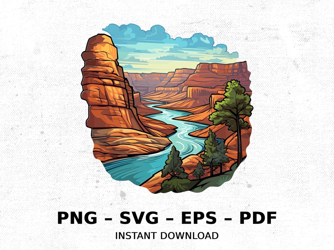 Grand Canyon SVG PNG Clipart Sublimation Transparent Watercolor Cartoon ...