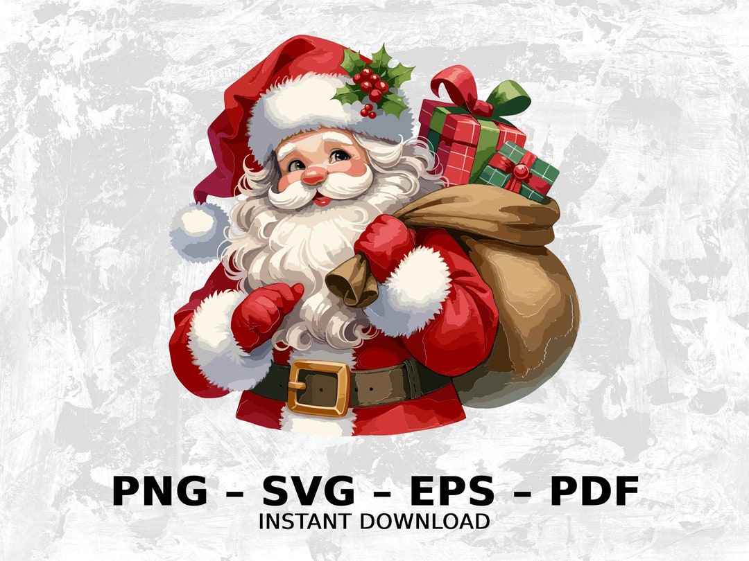 Santa Claus Christmas Vintage SVG PNG Clipart Sublimation Transparent ...