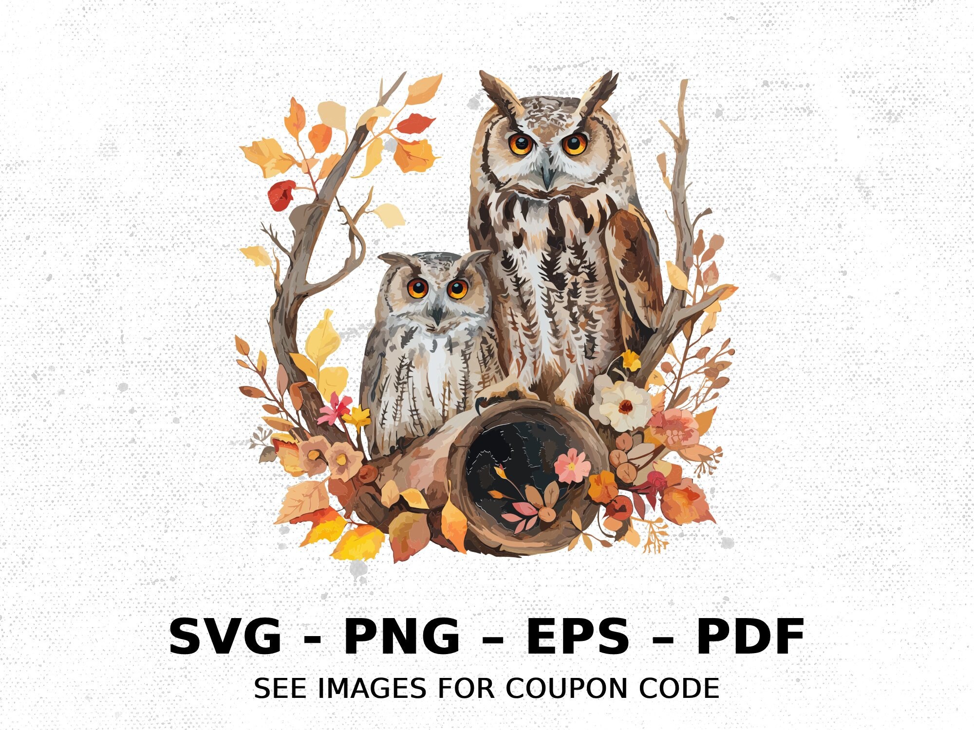 Bird Owl Wildlife SVG PNG Printable Transparent Sublimation Watercolor ...