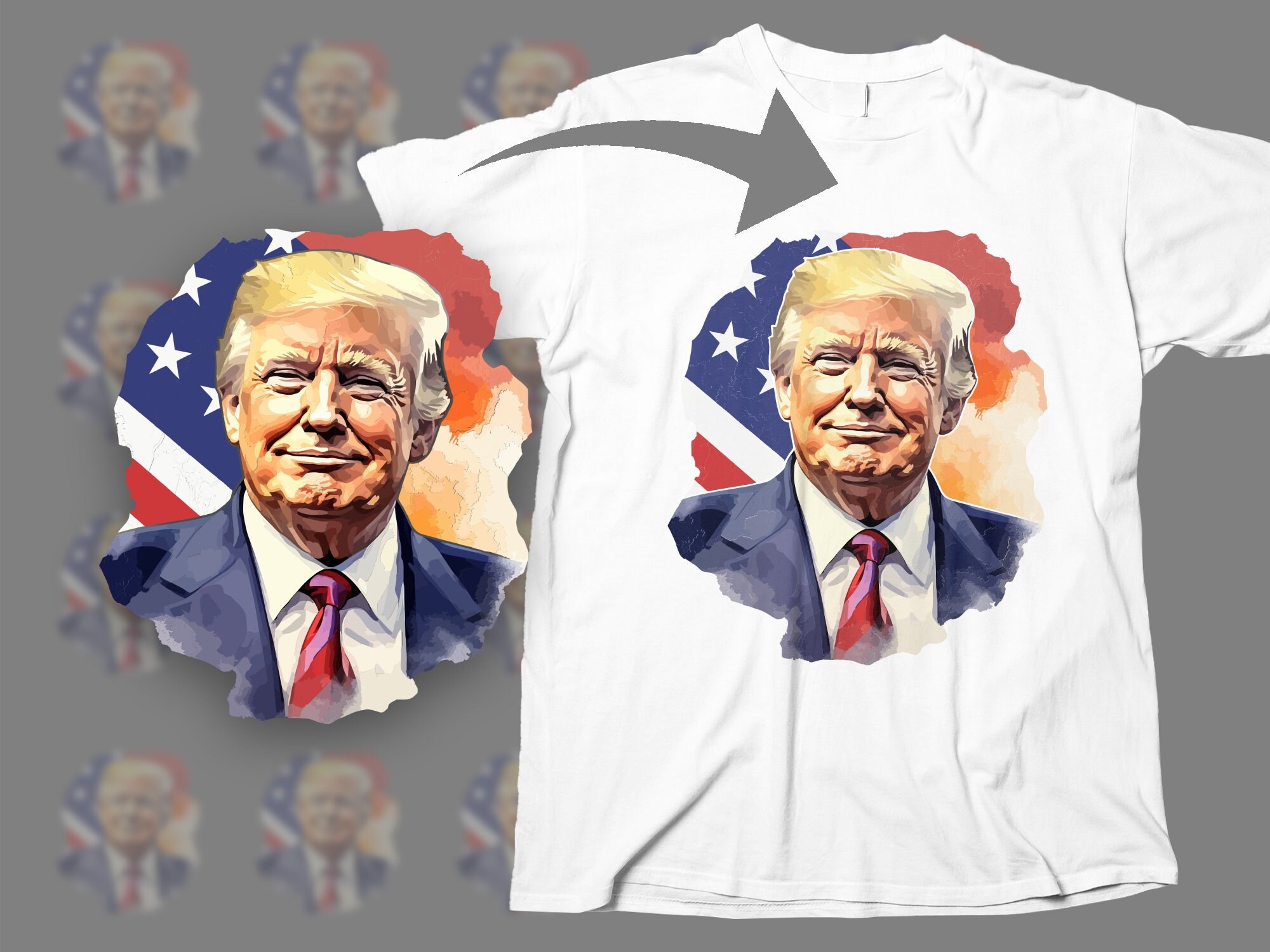 President Donald Trump USA American Flag SVG PNG Clipart | Sublimation ...