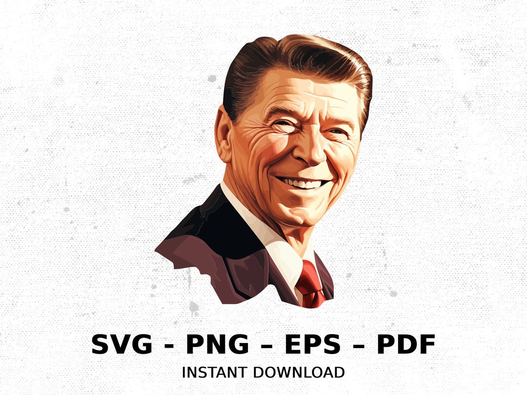 President Ronald Reagan SVG PNG Clipart Sublimation Transparent ...
