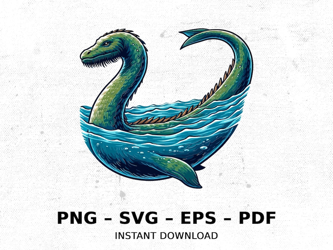 Loch Ness Monster Cryptid Nessie SVG PNG Clipart Sublimation Transparent Watercolor Cartoon ...